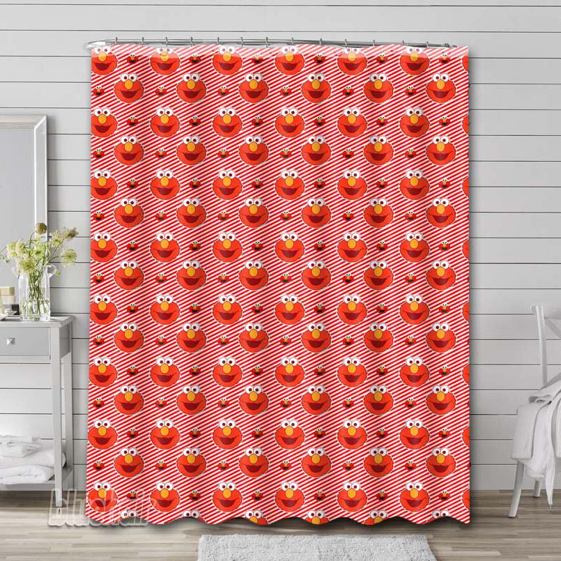 Sesame Street Elmo Pattern Waterproof Shower Curtain Bathroom