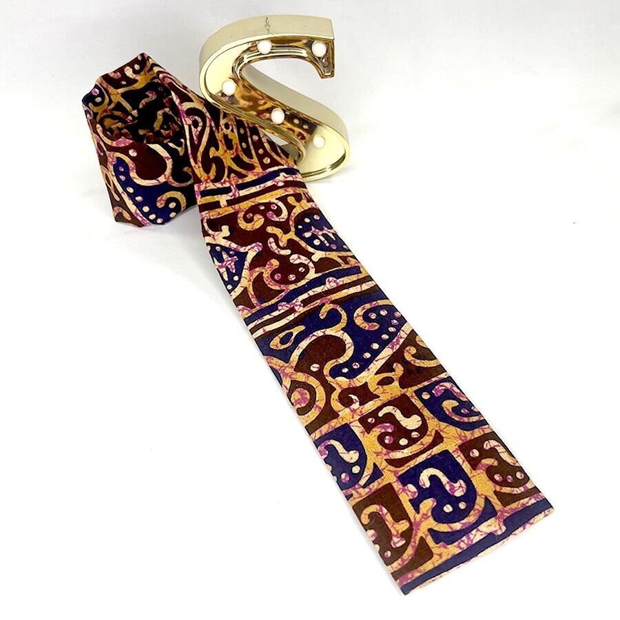 Vintage Rooster Gold Batik Tie