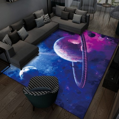 Dark Blue and Purple Multi Cosmic F Planet Rug