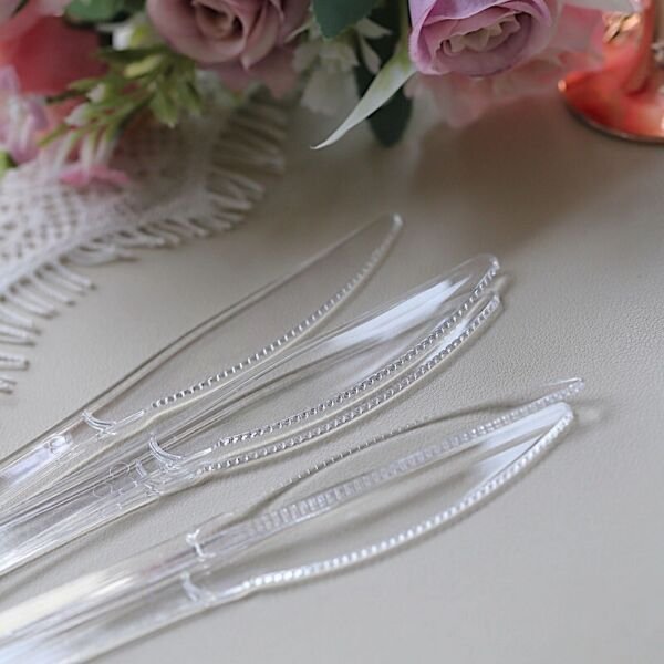 25 Pk Plastic Clear Knives Disposable Tableware Party Wedding Catering ...