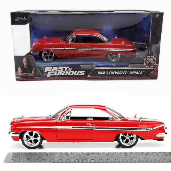 Diecast Fast Furious F8 Dom'S 1961 Chevy Impala Sport Coupe 1:24 Scale Toys