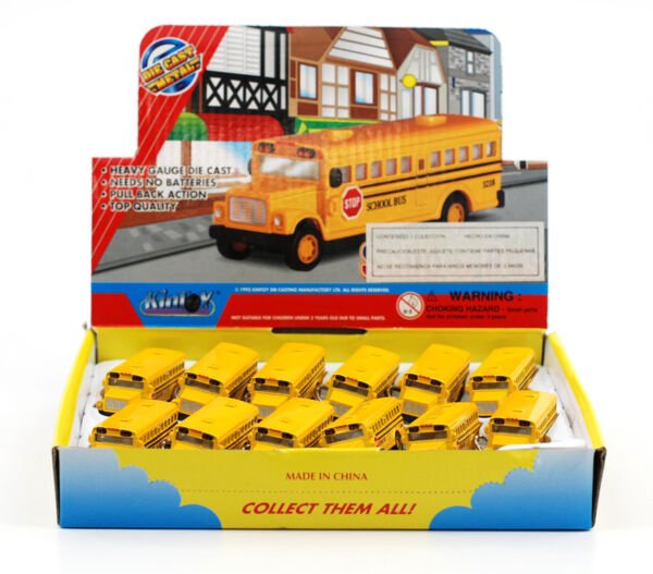 Diecast Box Of 12 Mini School Bus With Keychain 2½" Long Toys