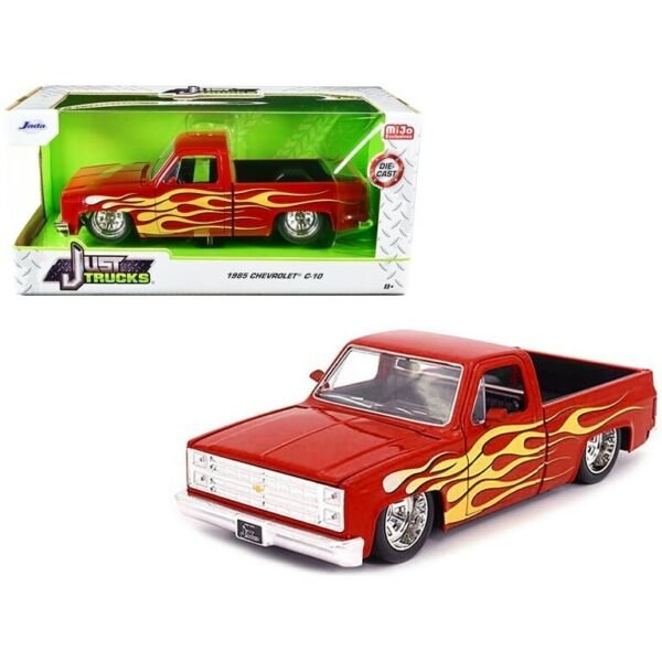 Diecast 1985 Chevrolet Silverado C10 Pickup Stock Wheels Red 1/24 Model ...