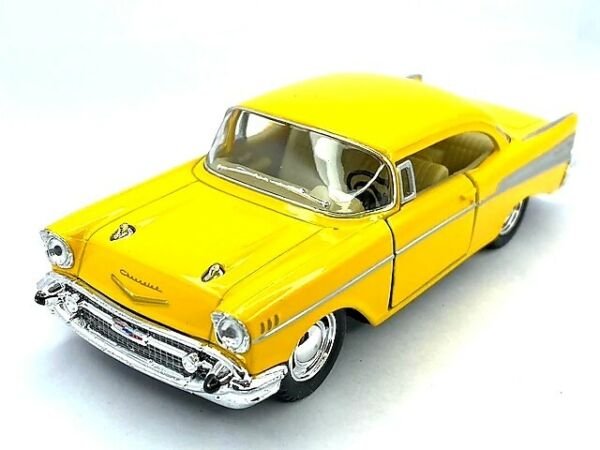 Diecast 5" 1957 Chevrolet Bel Air Model Toy Car 1:40 Chevy Yellow Toys