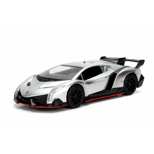 Diecast Lamborghini Veneno Hyper Spec 525" 1:32 Pullback Car Silver Toys