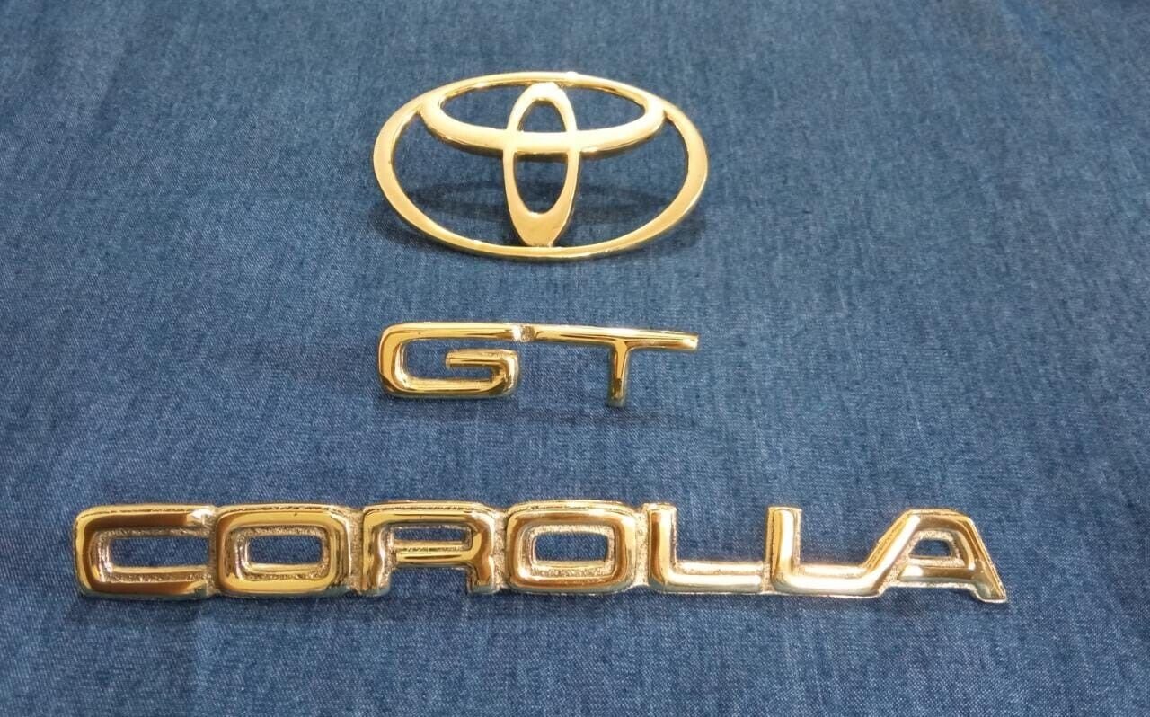 Toyota Logo, GT, Corolla Emblem - Metal Gold