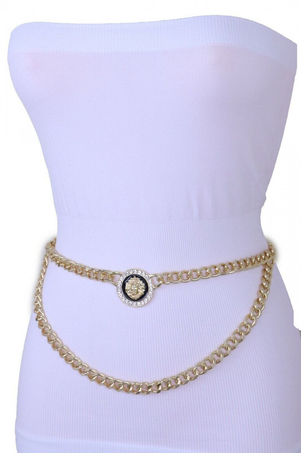 Sexy Women Gold Metal Chain Link Sexy Fashion Belt Bling Lion Charm ...