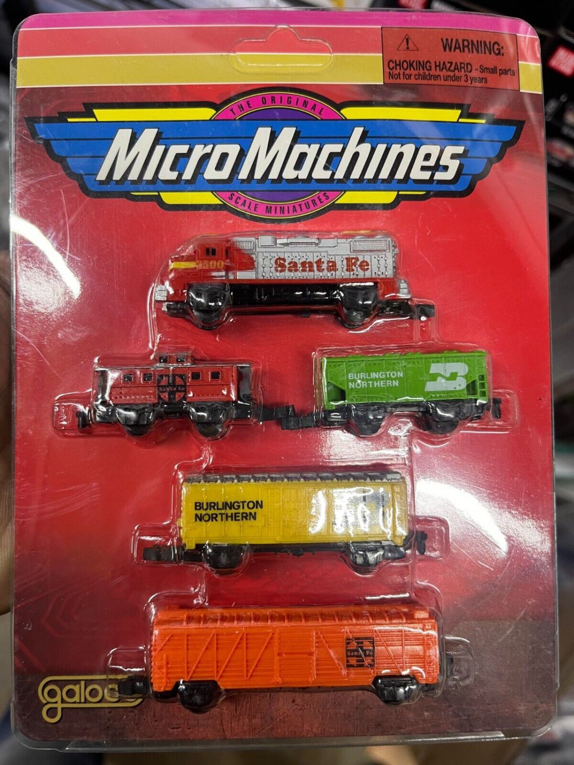 Micro Machines Trains Vintage Galoob Santa Fe Freight Train
