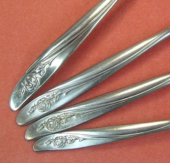 ONEIDA ROSEANNE ROSE PASTEL LADLE FORK TEA & TABLESPOON CUSTOM ...