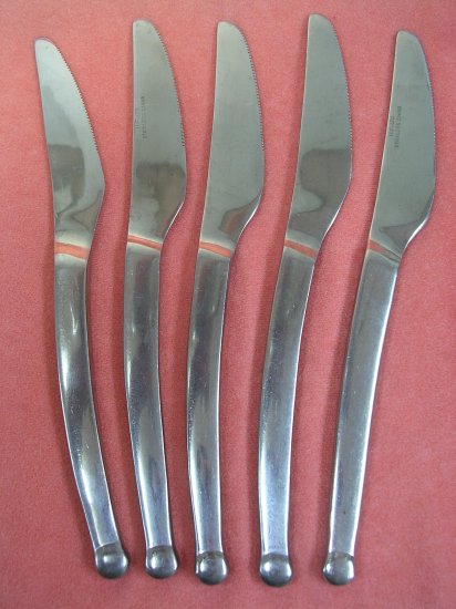 HANFORD FORGE HF LTD 5 KNIVES UNKNOWN PATTERN MASSIVE KNOBBY STAINLESS ...