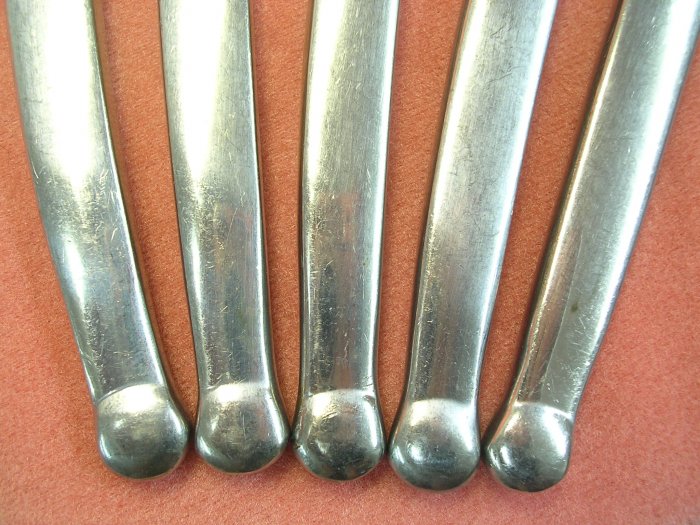 HANFORD FORGE HF LTD 5 KNIVES UNKNOWN PATTERN MASSIVE KNOBBY STAINLESS ...