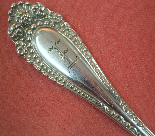1835 R WALLACE VIRGINIA 1898 CASSEROLE SPOON Fmono FLATWARE SILVERWARE ...