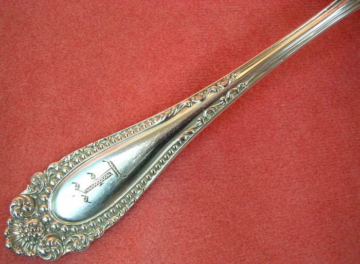 1835 R WALLACE VIRGINIA 1898 CASSEROLE SPOON Fmono FLATWARE SILVERWARE ...