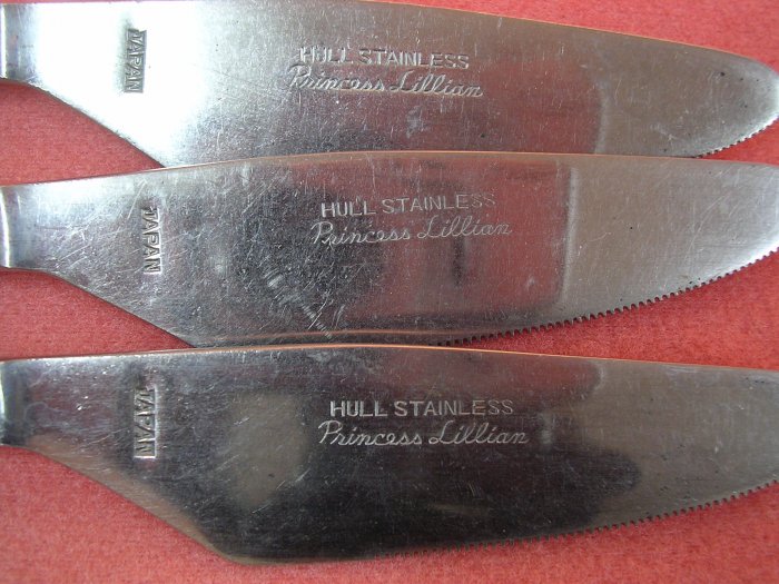 HULL PRINCESS LILLIAN 3 PLACE KNIVES STAINLESS STEEL FLATWARE SILVERWARE