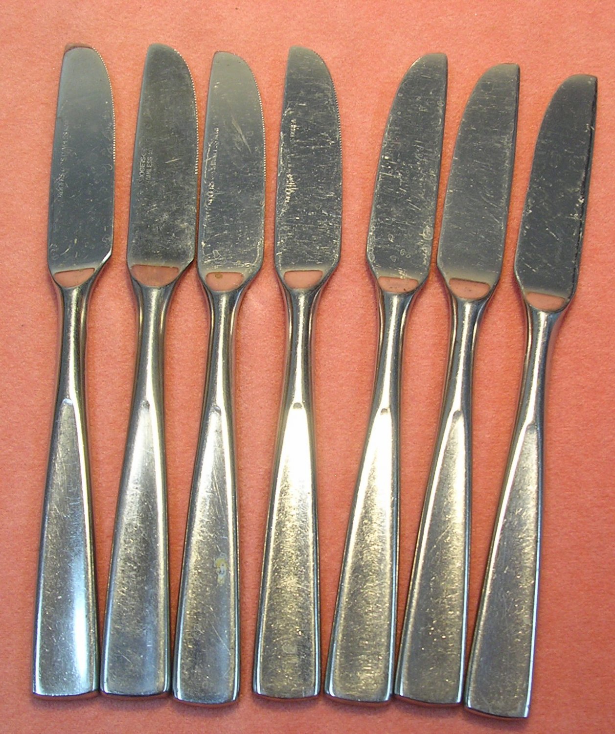 ROGERS Co ALISON or DENMARK 7 KNIVES STAINLESS FLATWARE SILVERWARE