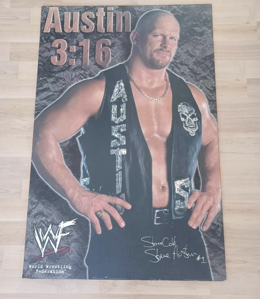 WWF Stone Cold Steve Austin Autographed Hard Wood Poster Board Limited ...
