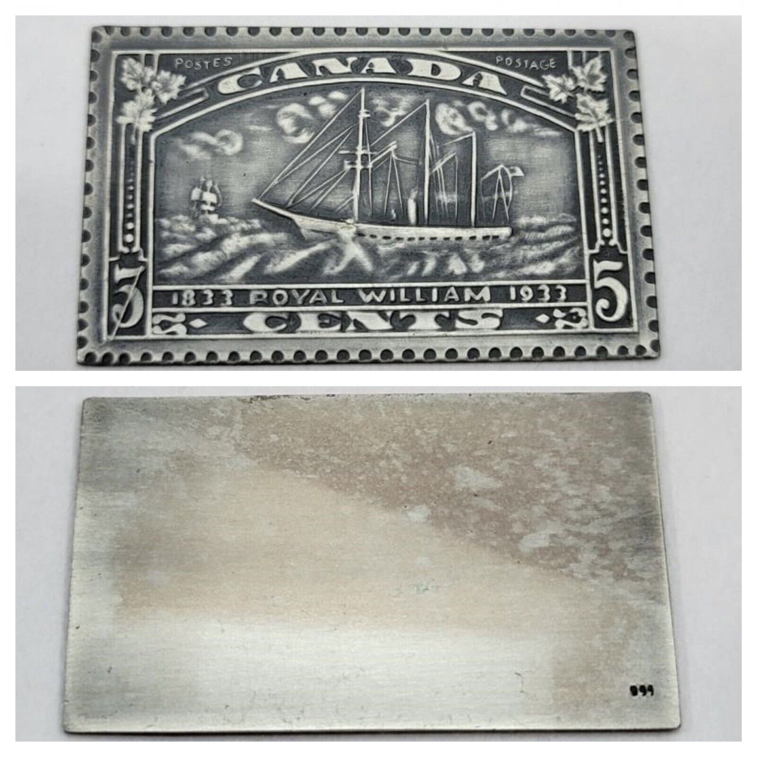 Canada Commemorative Stamp .999 Silver Bar Steamship Royal Williams