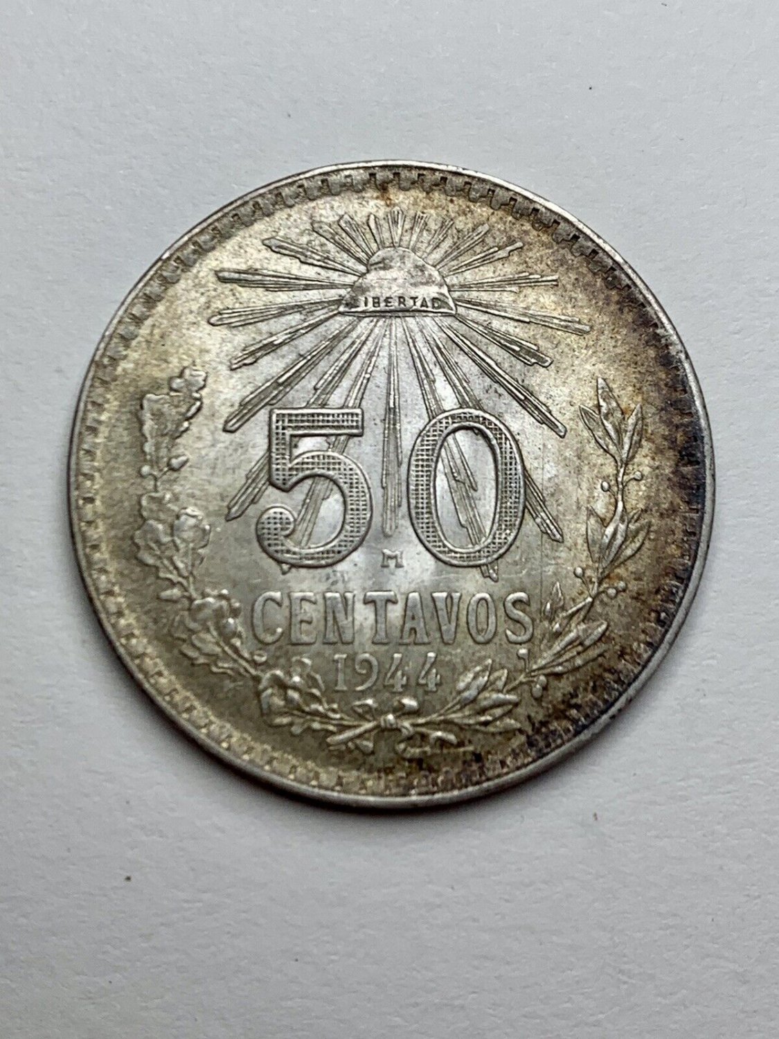 1944 Mexico Silver 50 Centavos Coin “LIBERTAD” With “Liberty Cap” KM 447