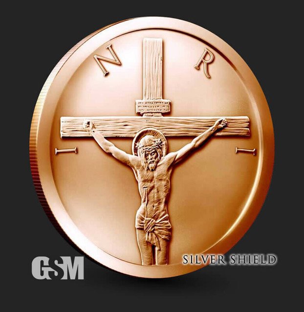 1 US Coin 2022 Crucifixion 1 oz. Silver Shield Copper BU Jesus On The ...