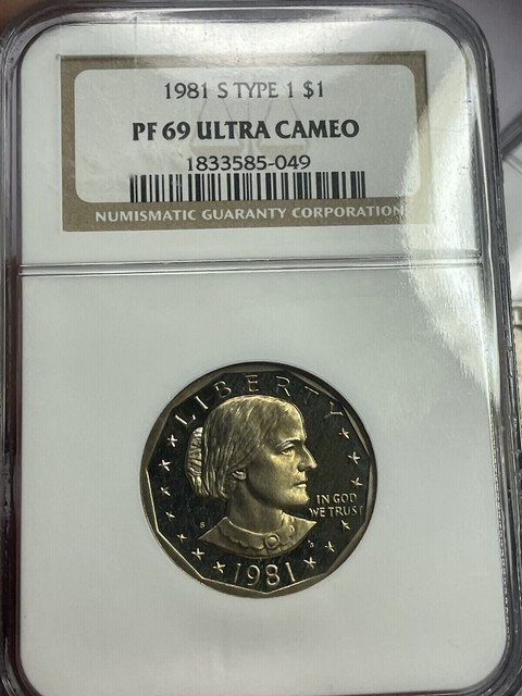 Rare 1 US Coin 1981 S NGC $1 SBA Susan B Anthony Dollar NGC PF69 Ultra Cameo T1 Type 1