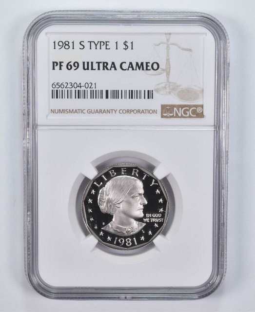 1 US Coin 1981 S NGC $1 SBA Susan B Anthony Dollar NGC PF69 Ultra Cameo ...