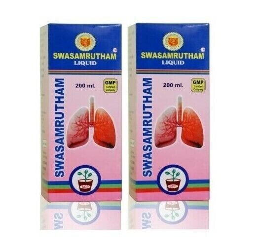 2 BOTTLES CHAMUNDESHWARI SWASAMRUTHAM SYRUP 200 ML AYURVEDIC FREE SHIPPING!