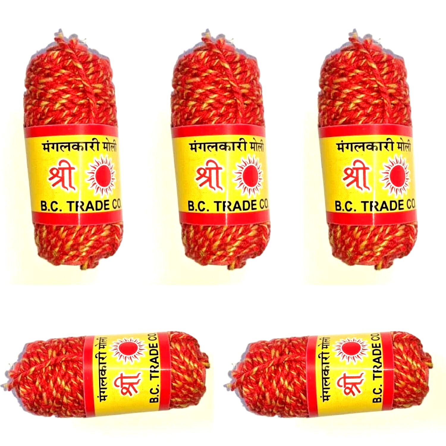 5 x Cotton Hindu Kalawa Holy Sacred Red Thread Band Moli Mauli Pooja ...