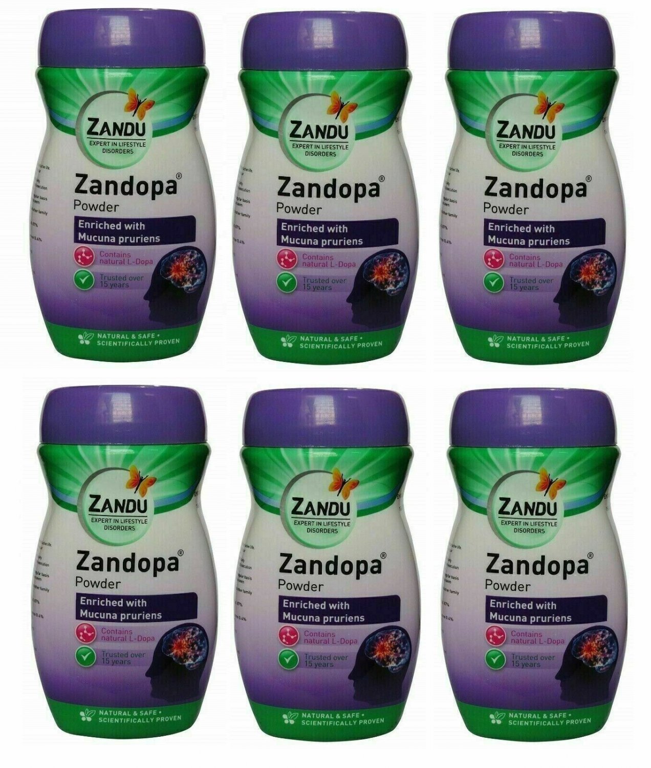 Zandu Zandopa Powder - 200 gm (Pack of 6) Mucuna pruriens Parkinson (1200g)