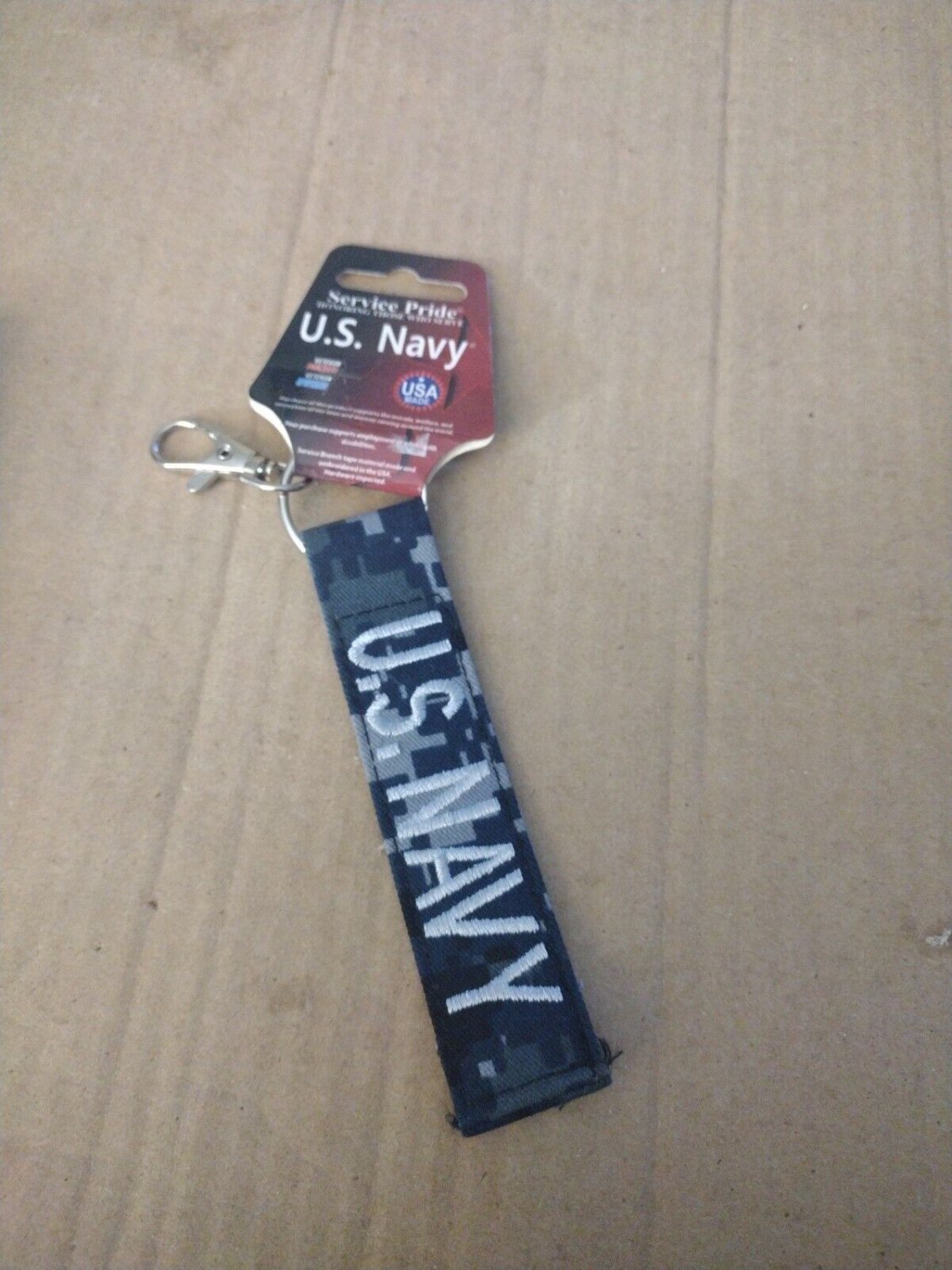 RARE! U.S. Navy Camouflage Key Chain with Clip. New!!