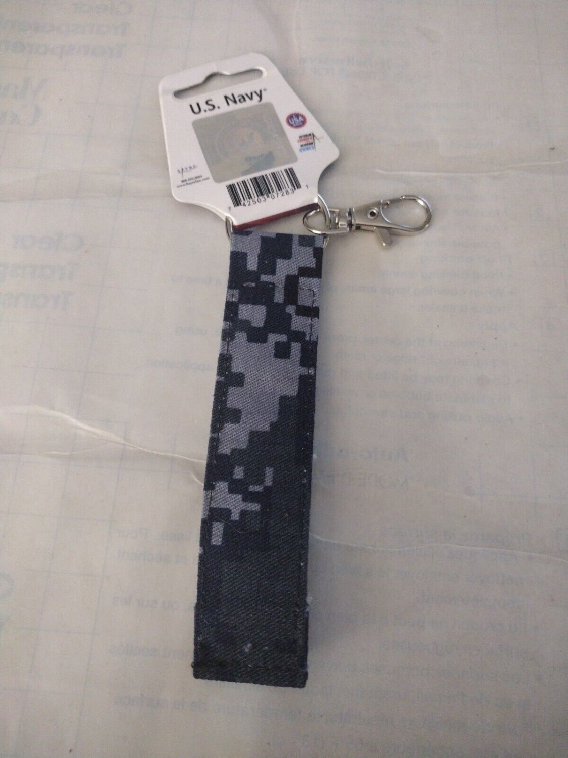 RARE! U.S. Navy Camouflage Key Chain with Clip.