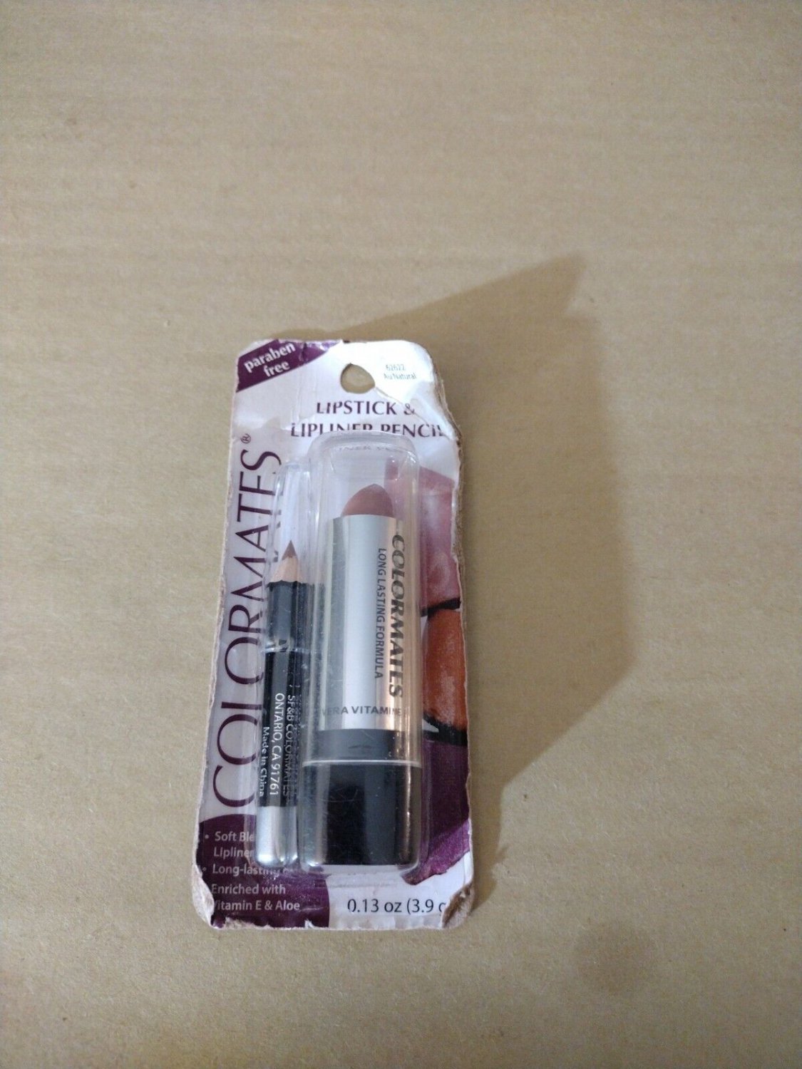 COLORMATES Lipstick & Lipliner Pencil Au Natural 62622 Paraben Free 0.13 oz