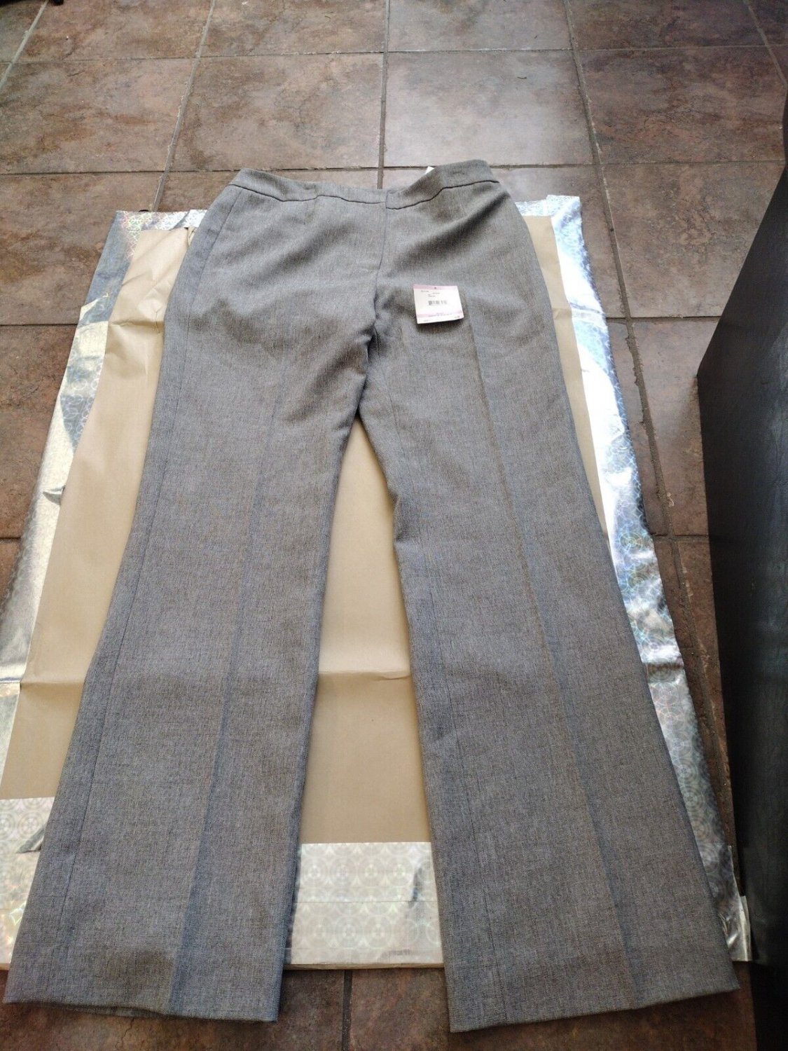 Women's Grey Black Pants Kasper Brand Flat Front Size 6 Classsic Fit NWT!