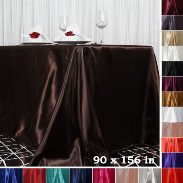 Half Dozen 90X156" Rectangle Satin Tablecloths Linens Home Wedding ...