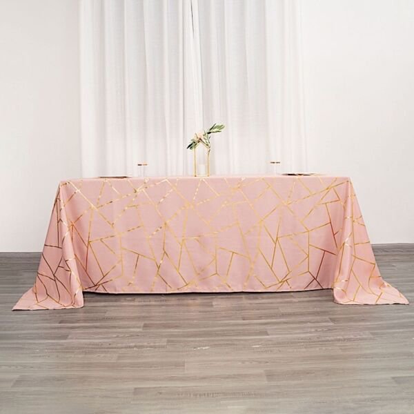 Dusty Rose Gold 90"X132" Geometric Pattern Polyester Rectangle ...