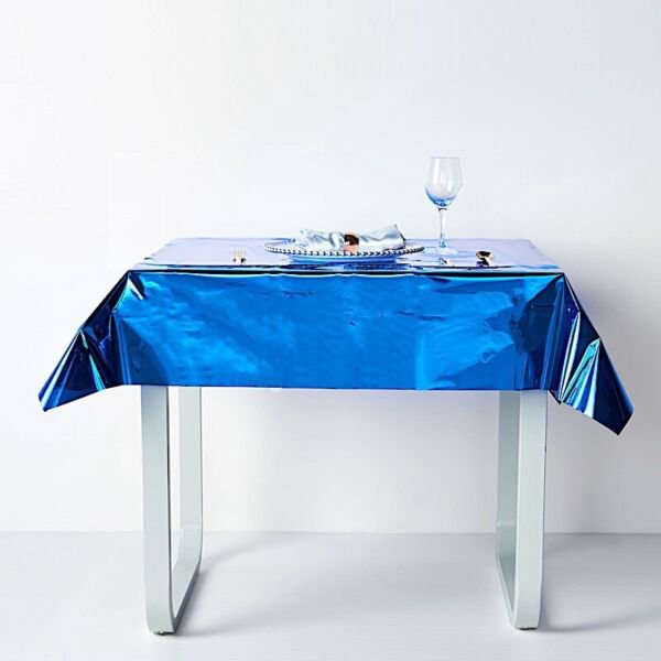 Royal Blue 50X50" Square Metallic Disposable Plastic Tablecloth Linens ...