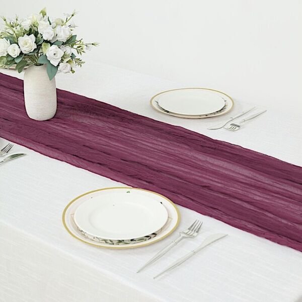 Eggplant 10 Ft Cheesecloth Extra Long Table Runner Cotton Wedding ...