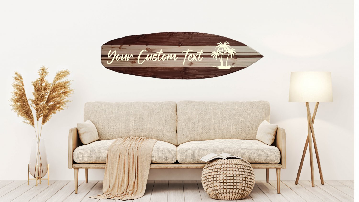 Custom Palm Tree Surfboard Wall Decor. New