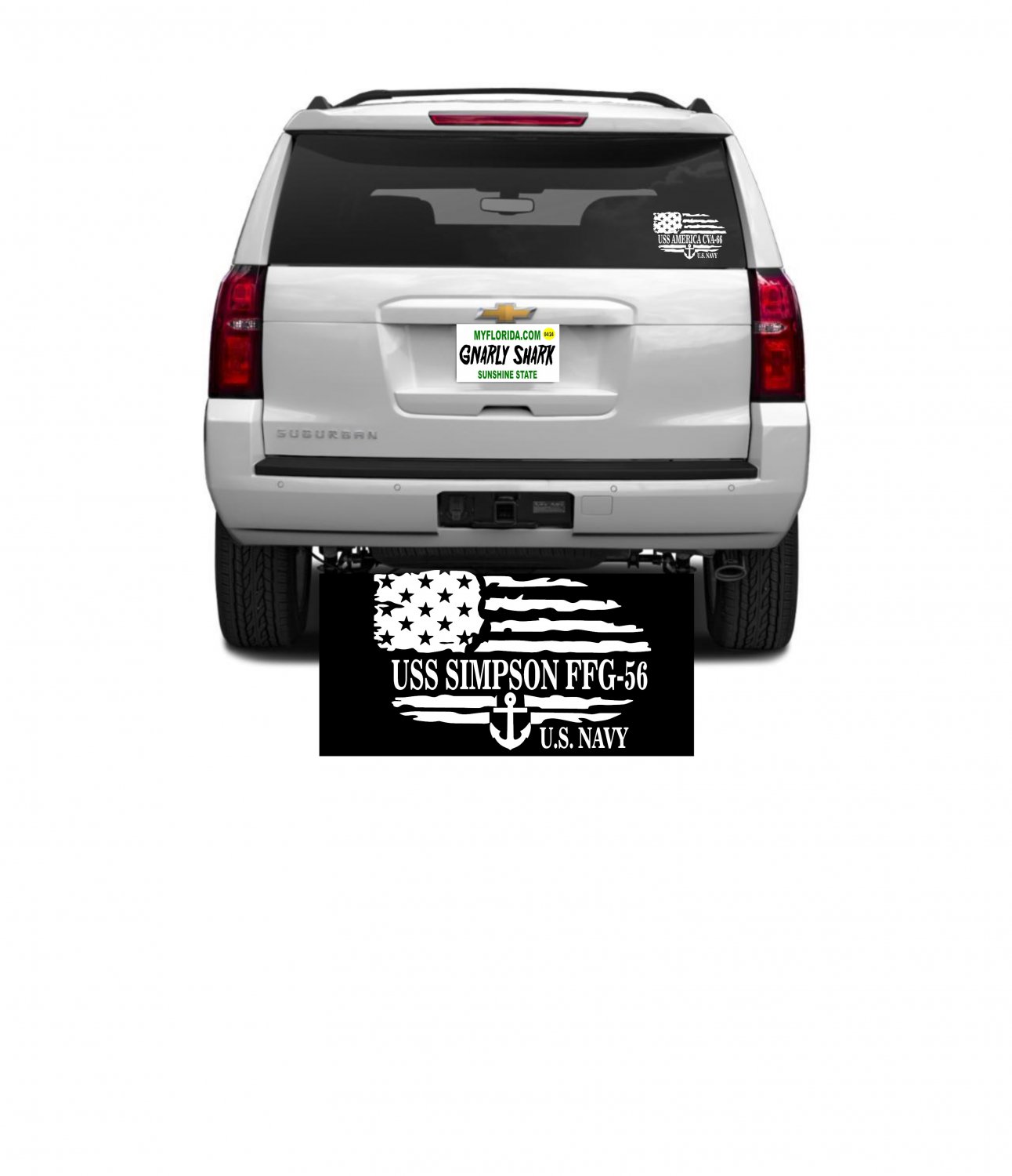 USS SIMPSON FFG-56 REAR WINDOW DECAL. NEW. WHITE