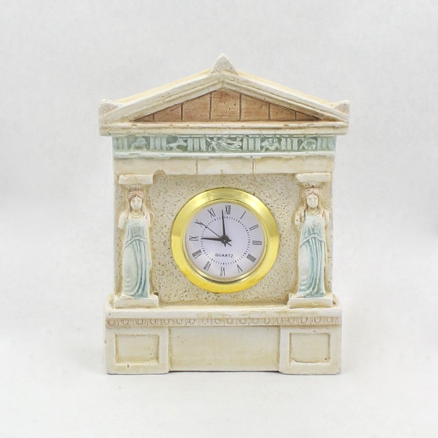 Greek ceramic table clock Caryatids