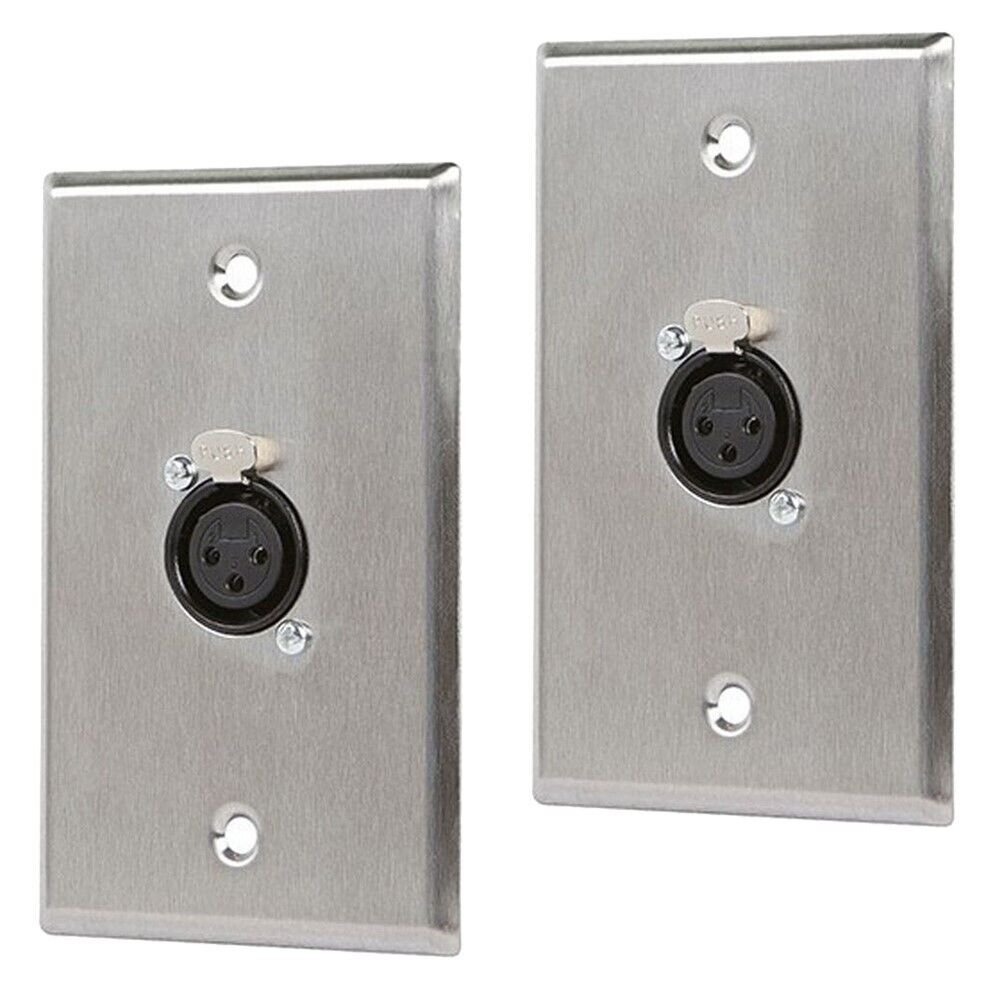 2X Xlr 3 Pin Female Socket Wall Plate Audio Mic Microphone Connector ...