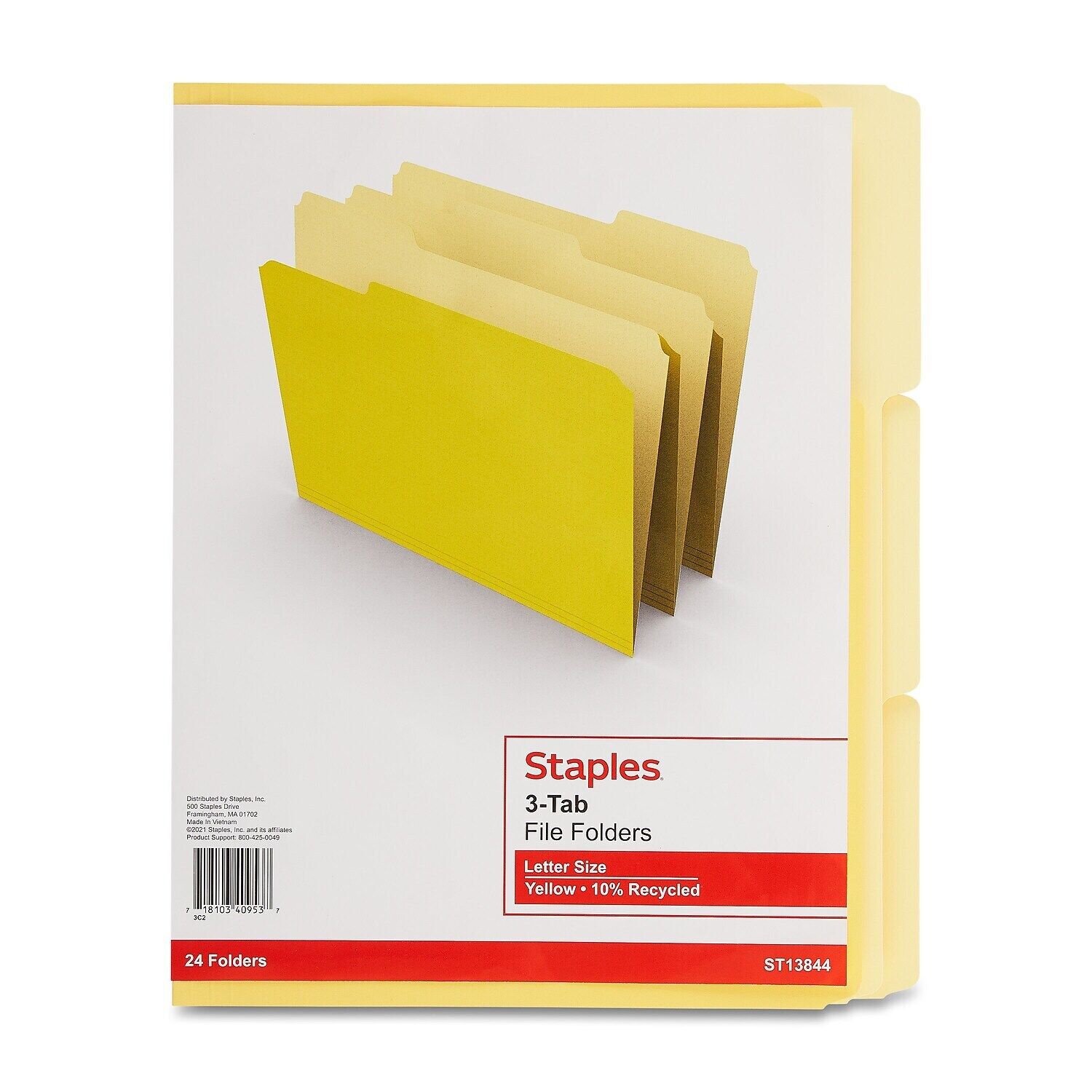 File Folders 3-Tab Letter Size Yellow 24/Pack (659800)