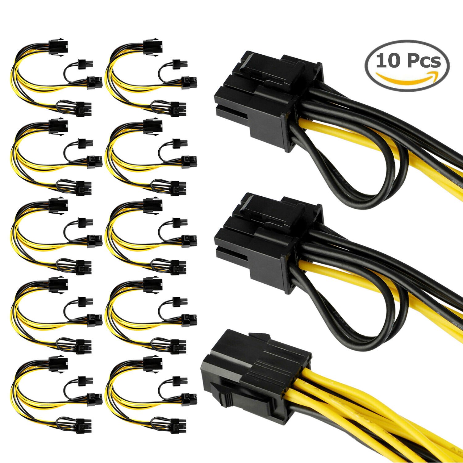 10 Pcs Pcie 6 Pin Female To Dual Pci-E 8 Pin (6+2) Male Gpu Power Cable ...