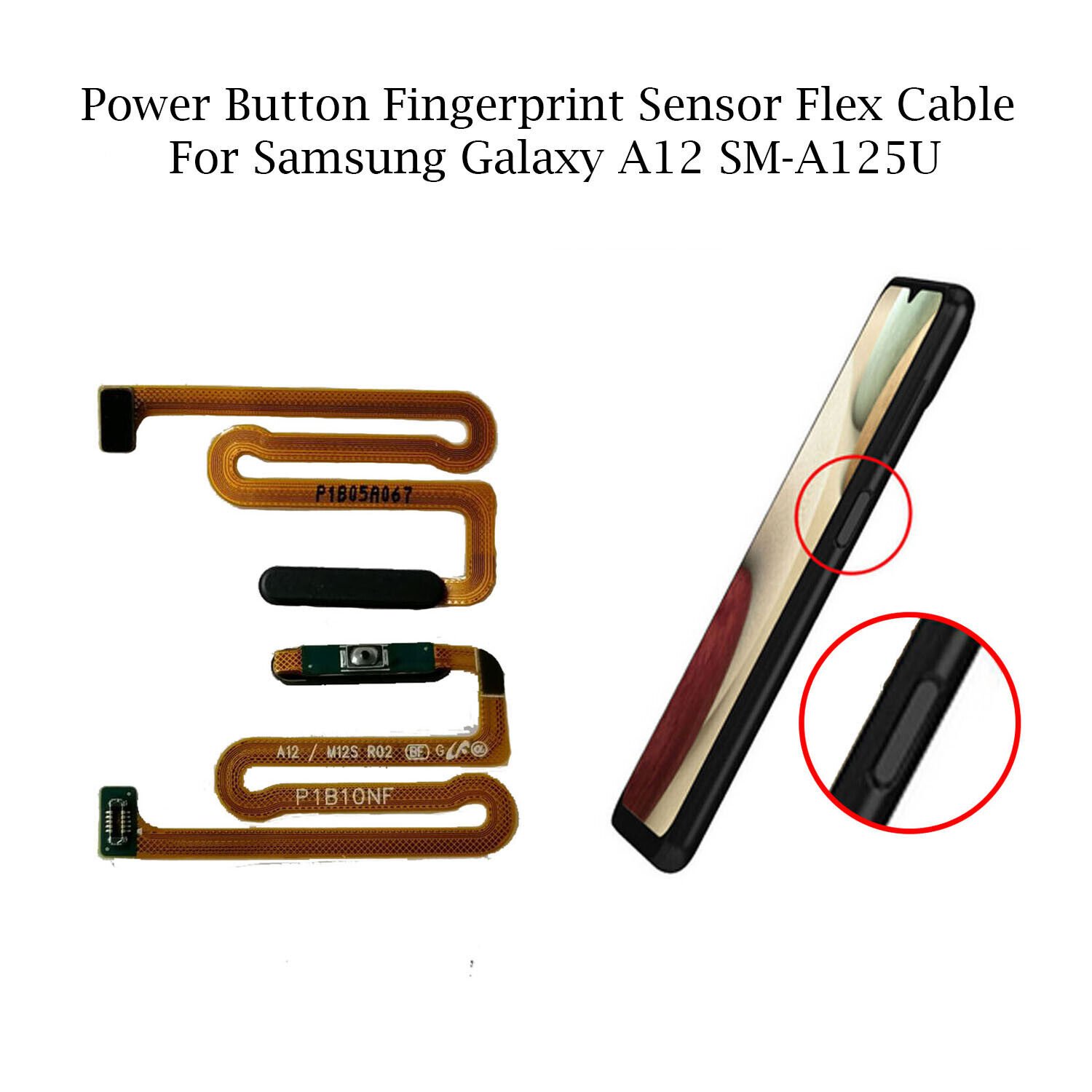 New Power Button Fingerprint Sensor Flex Cable For Samsung Galaxy A12 ...