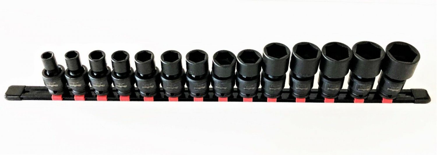 14pc Proto Blackhawk 1/2" Impact Universal Swivel Flex Socket Set SAE ...
