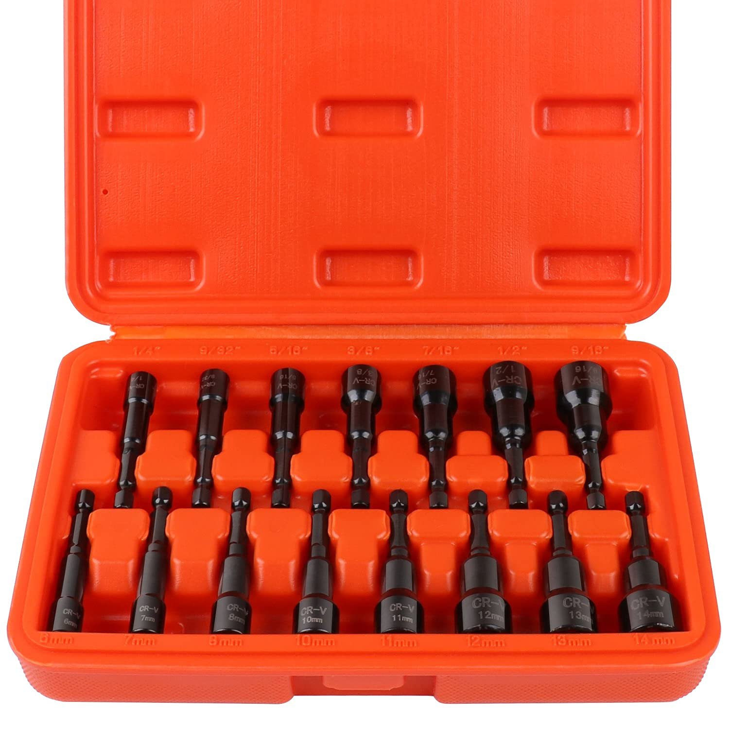 HORUSDY 15-Piece Magnetic Hex Nut Driver Set, 1/4" Hex Shank, Metric ...