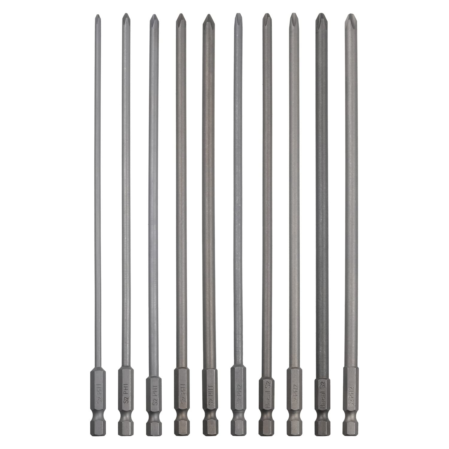 10 Pack Extra Long Phillips Screwdriver Bit Sets, 1/4 Inch Hex Shank ...