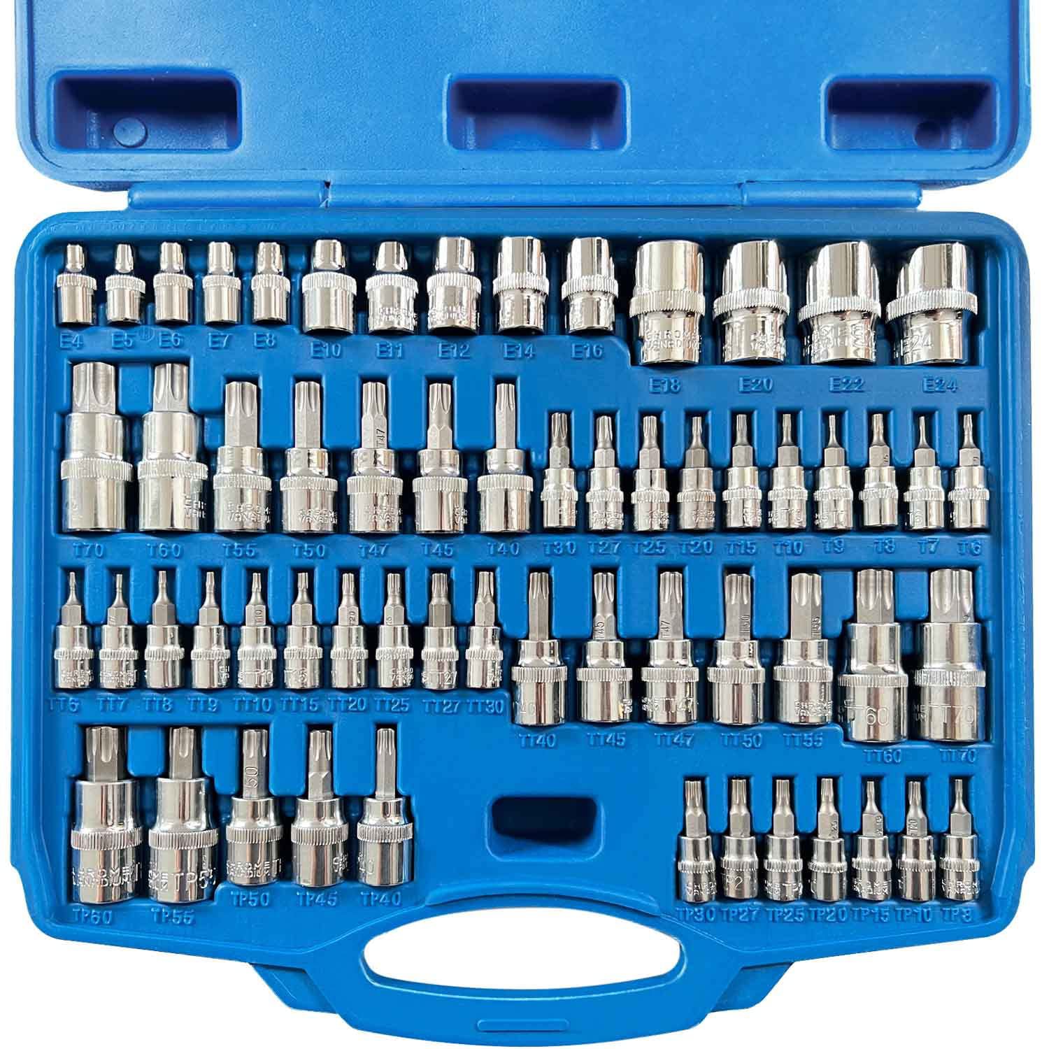 Sunhzmckp 60-Piece Master Torx Bit Socket And External Torx Socket Set, S2 Alloy Steel,E4-E24, T6-