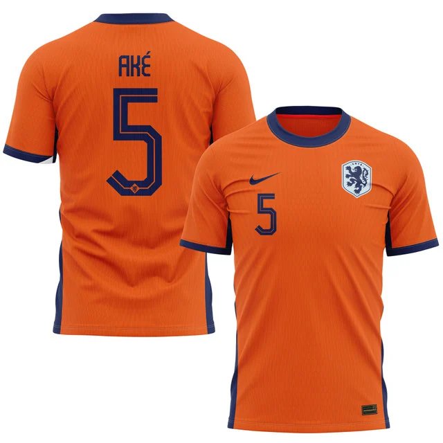Nathan Aké 5 Netherlands National Team 2024 Home Kits AOP T-shirt - Orange
