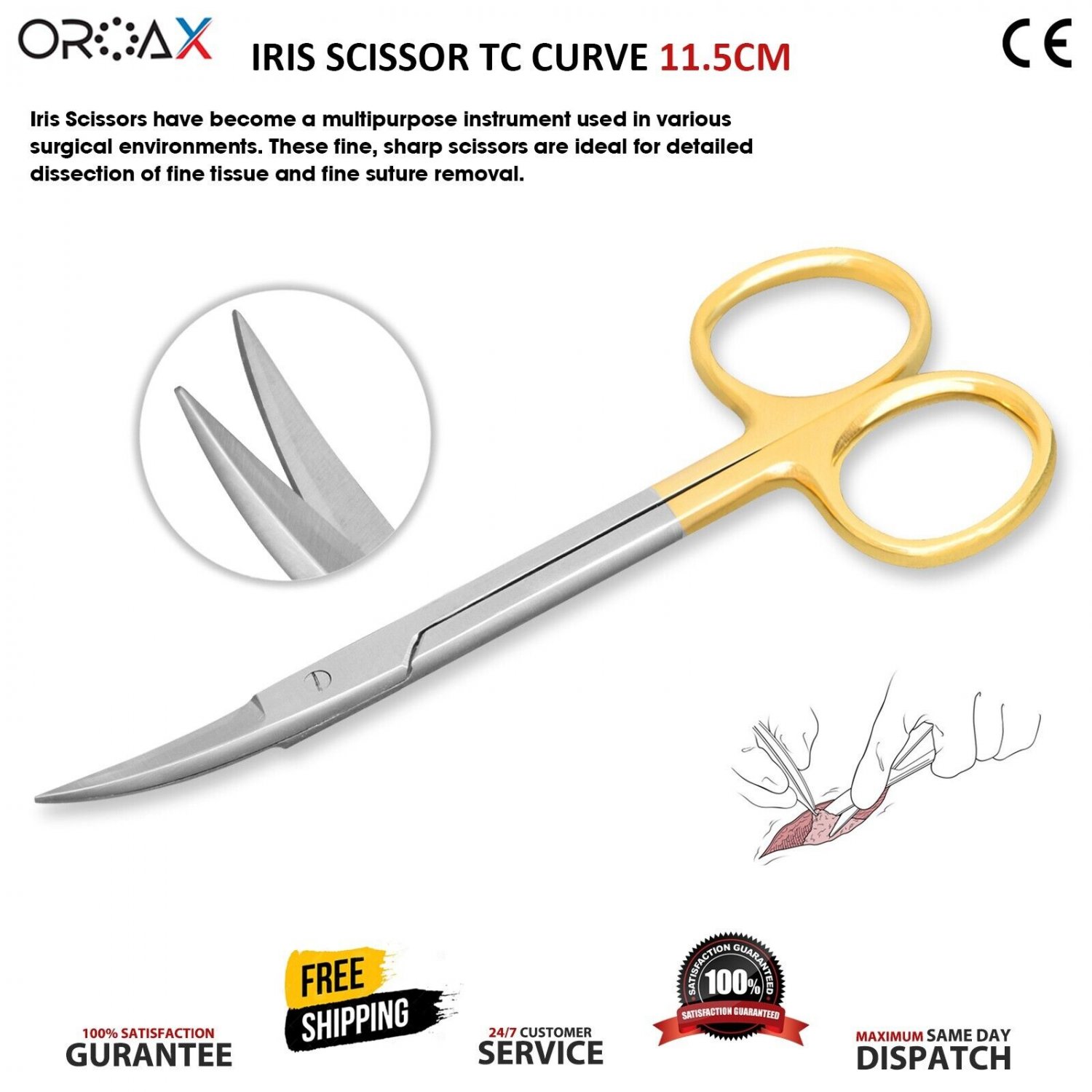 Iris Scissor Curved Tissue Dental Veterinary First Aid New Surgical ...