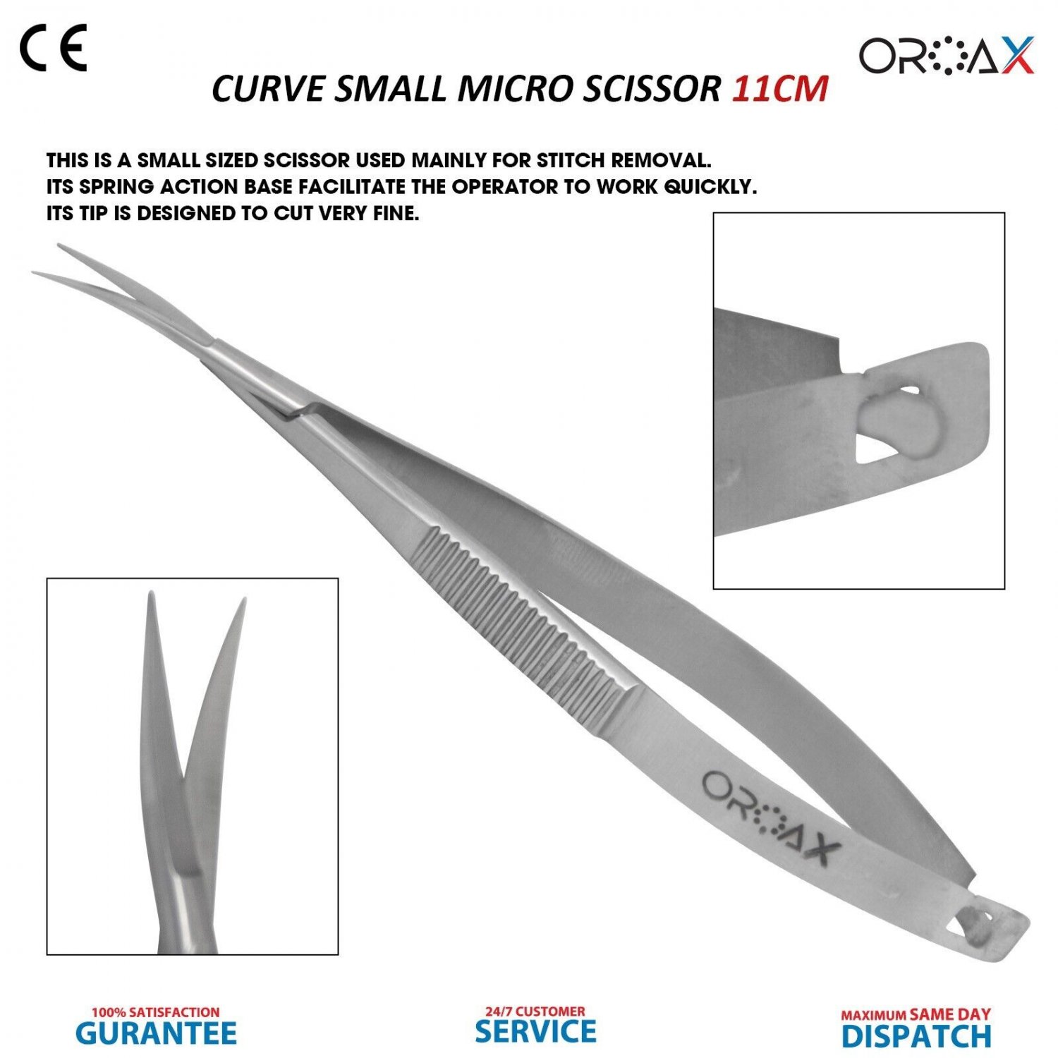 Curved Microsurgical Scissors Noyes Fine Tipped Dissection ...